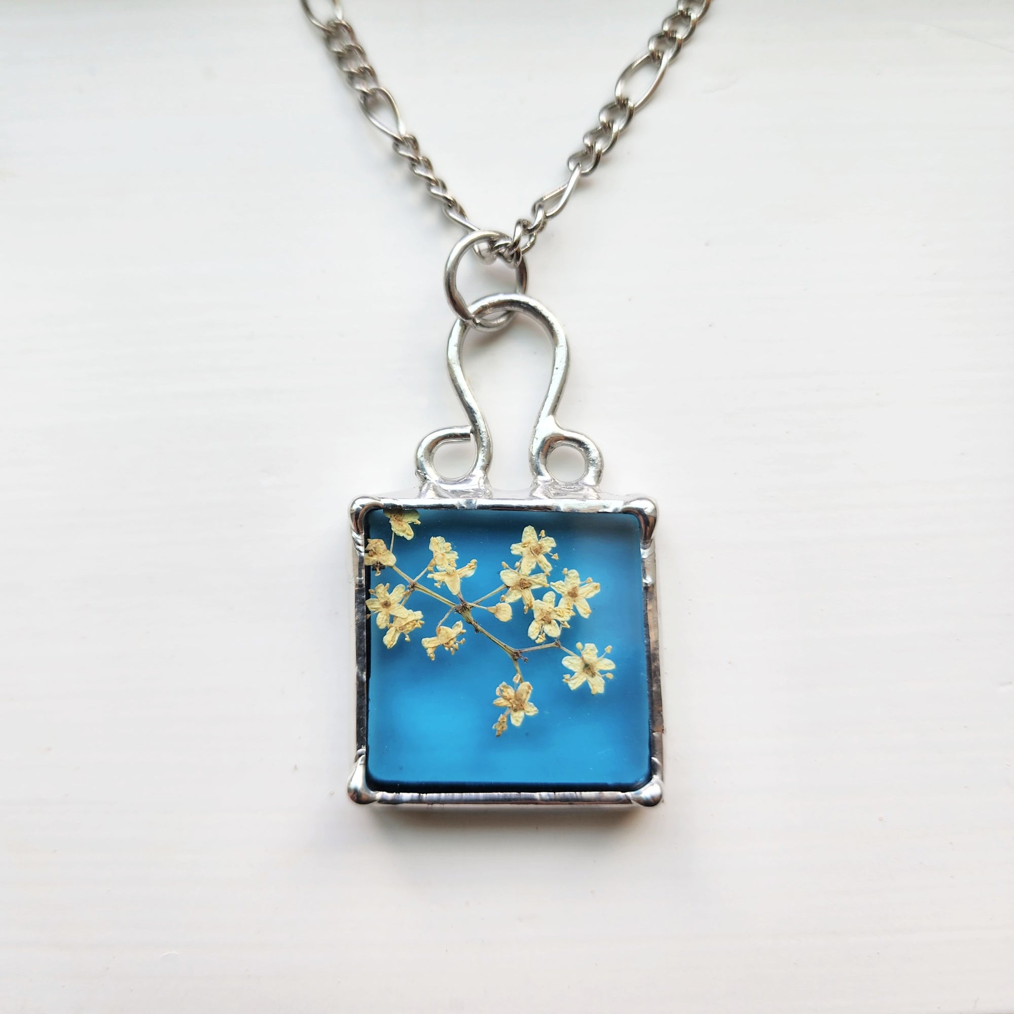 Stained Glass Pendant with Dried Yarrow - SOLD – Bayou Glass Arts
