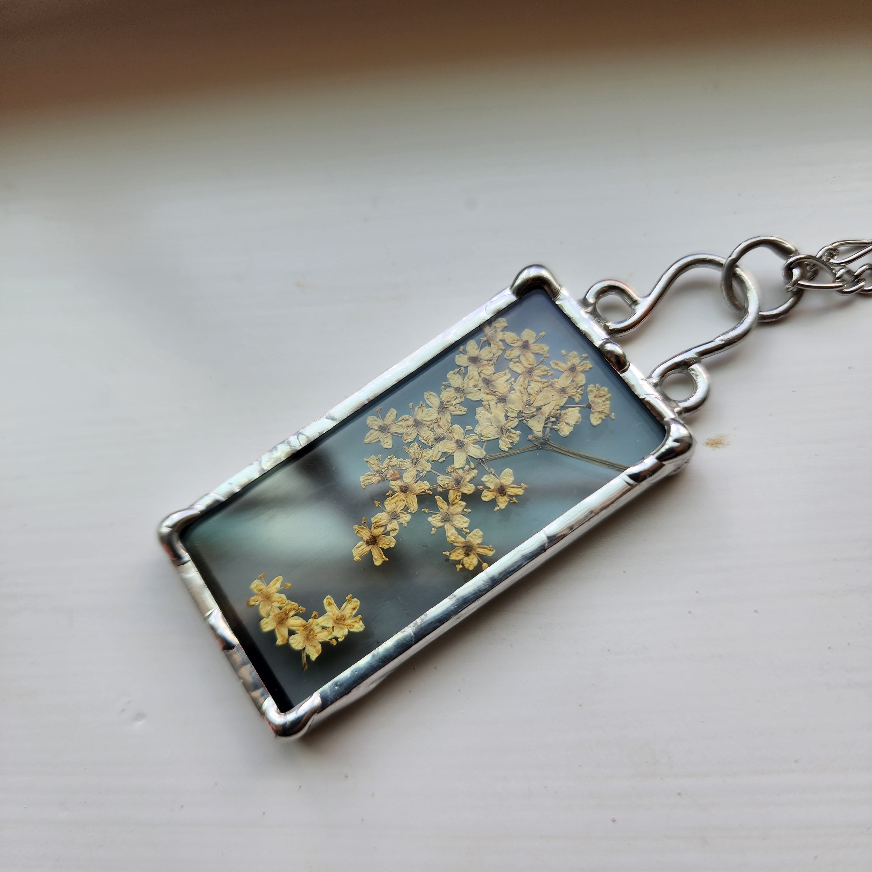 Stained Glass with Dried Yarrow Gray - SOLD – Bayou Glass Arts