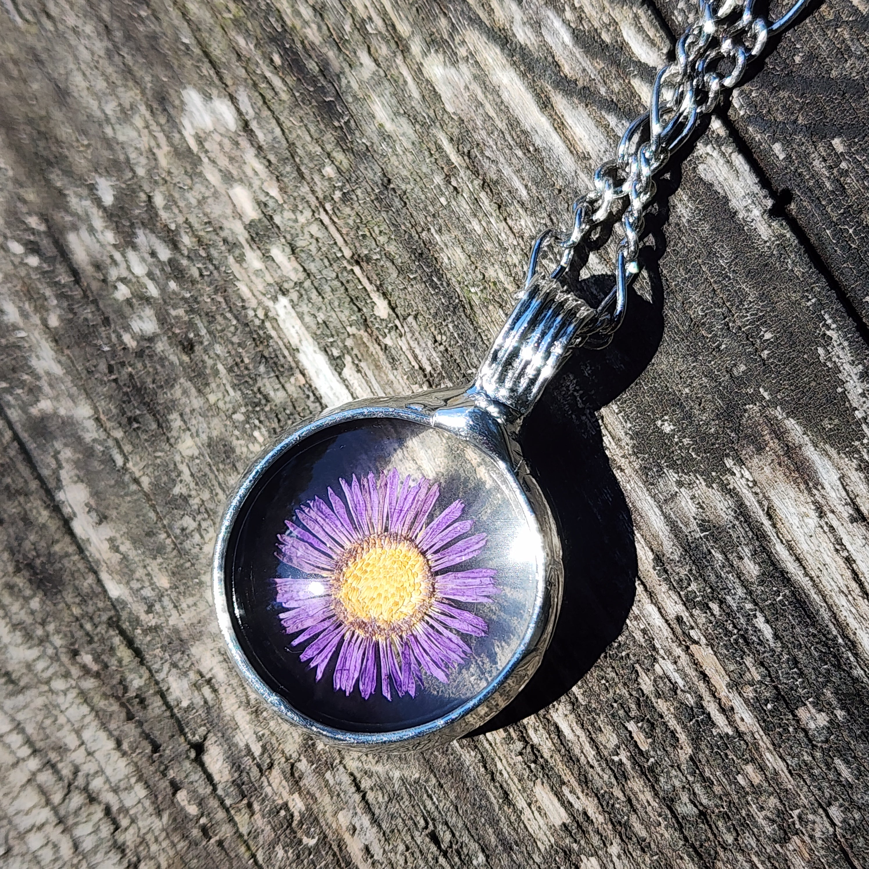 Handmade Purple Aster Pendant | Bayou Glass Arts