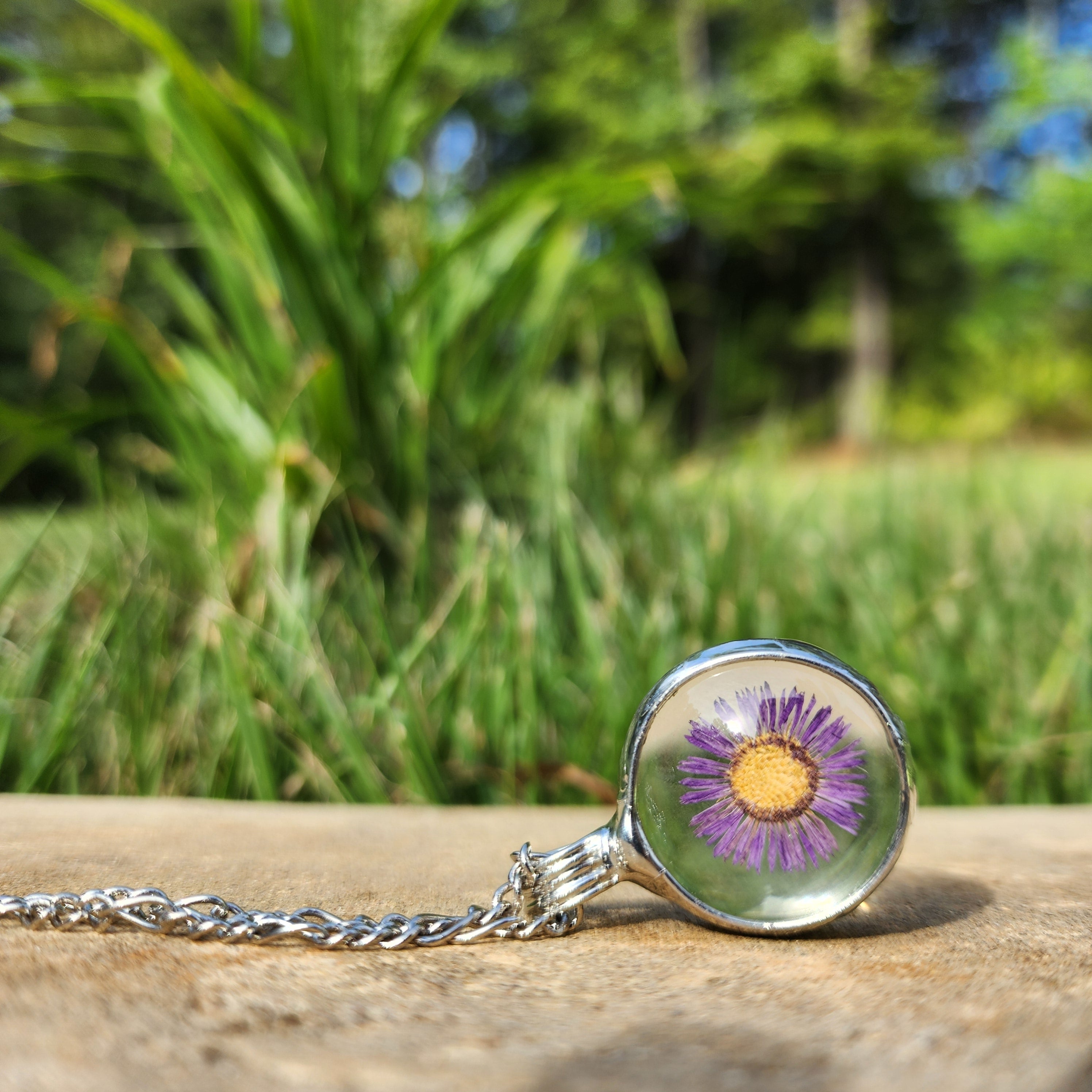 Handmade Purple Aster Pendant | Bayou Glass Arts