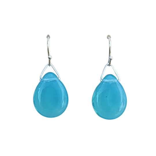 Handmade Aqua Glass Drop Earrings | Bayou Glass Arts
